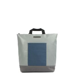 Cityrucksack 7CLOUDS "Nusin 7.1" Gr. B/H/T: 34cm x 36cm x 14cm, grau (grau, blau), Tarpaulin, Polyethylen, Rucksäcke, mit recyceltem PET