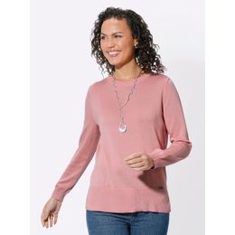 Rundhalspullover Casual Looks "Rundhals-Pullover" Gr. 52, rosa (rosenquarz) Damen Pullover