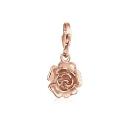 Charm-Einhänger NENALINA "Anhänger Rose Blume Floral Blüte 925 Silber" Charms Gr. ohne Stein, rosegold Damen