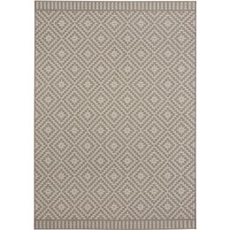 Teppich freundin Home Collection "Breeze" Teppiche Gr. B: 200 cm 1 St., 8 mm, L: 290 cm, grau (taupe, creme) In-& Outdoor, Wetterfest, Balkon, Garten, Wohnzimmer, Rauten