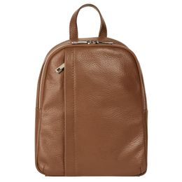 Cityrucksack Samantha Look Gr. H/T: 29 cm x 9 cm, braun (cognac) Rucksäcke Echt Leder, Made in Italy