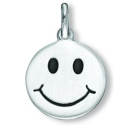 Kette mit Anhänger ONE ELEMENT "Smiley aus 925 Silber Ø 12,5 mm" Halsketten Gr. Silber 925 (Sterlingsilber), silberfarben (silber) Damen Schmuckset - Set mit verstellbarer Halskette