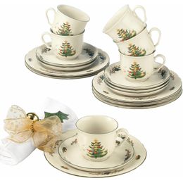 Kaffeeservice Seltmann Weiden "Geschirr-Set, Service Marie-Luise, Advent, Weihnachten" Geschirr-Sets Gr. 18 tlg., bunt (elfenbeinfarben, bunt) Made in Germany, 18 Teile, für 6 Personen