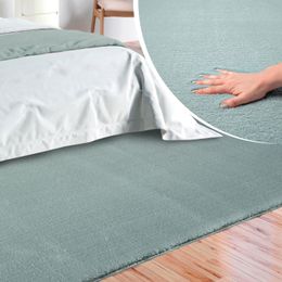 Teppich MERINOS "Loft 37, Kunstfellteppich", blau, B:140cm H:16mm L:200cm, Polyester, Teppiche, weich und kuschelig, Fell Haptik, Anti-Rutsch-Unterseite