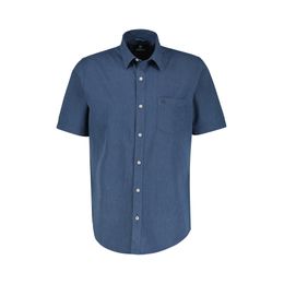 Kurzarmhemd Lerros "Lerros Unifarbenes Baumwoll-Leinenhemd" Gr. 6XL, extraweit, blau (classic navy) Herren Hemden