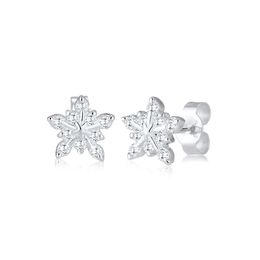 Paar Ohrstecker Elli "Schneeflocke Winter Zirkonia 925er Sterling Silber" Ohrringe Gr. OneSize, mit Steinen, Silber 925 (Sterlingsilber), silberfarben (silber, weiß) Damen