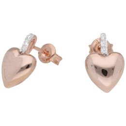 Paar Ohrstecker Smart Jewel "Herz mit Zirkonia, rosé vergoldet, Silber 925" Ohrringe Gr. Silber 925 (Sterlingsilber), rosegold (rosé vergoldet) Damen