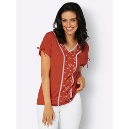 Schlupfbluse Inspirationen Gr. 48, orange (terra, ecru, bedruckt) Damen Blusen