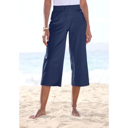 Beach Time 7/8-Strandhose BEACHTIME Gr. 40/42, N-Gr, blau (marine) Damen Hosen aus weichem Jersey, Wide-Leg, Jogginghose, Relaxhose