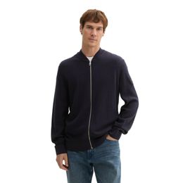 Strickjacke Tom Tailor Gr. XXL, blau (knitted navy melange) Herren Strickjacken mit Reißverschluss