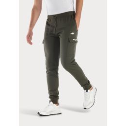 Sweathose Kangaroos "lange Jogginghose, mit Kordel, Relaxhose" Gr. 44/46 (S), N-Gr, grün (khaki), Herren, angeraute Sweatware, Obermaterial: 60% Baumwolle, 40% Polyester, Hosen, leichte Sweat-Qualtität