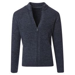 Strickjacke Casamoda "Casamoda Strickjacke uni" Gr. L, blau (dunkelblau), Herren, 80% Wolle (Lammwolle), 20% Polyamid, Strickjacken