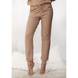 Loungehose Lascana Gr. 32/34, N-Gr, grau (taupe), Damen, Strick, Obermaterial: 68% Polyester, 30% Viskose, 2% Elasthan, unifarben, Hosen, Relaxhose mit seitlichen Taschen