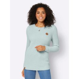 Rundhalspullover Casual Looks "Pullover" Gr. 38, grün (kalkmint, weiß, meliert) Damen Pullover