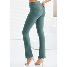 Jazzpants Lascana Gr. 40/42, N-Gr, blau (petrol) Damen Hosen aus weichem Material in Cord-Optik, Loungewear