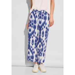 Leinenhose Street One Gr. 38, Länge 26, blau (deep water blue) Damen Hosen mit Ikat Muster