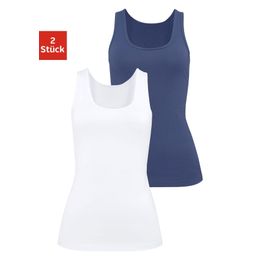 H.I.S. Unterhemd H.I.S, Damen, Gr. 32/34, blau (marine, weiß), Single Jersey, Obermaterial: 95% Baumwolle, 5% Elasthan, unifarben, Unterhemden, aus elastischer Baumwoll-Qualität, Tanktop, Unterziehshirt