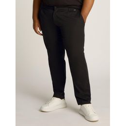 Bügelfaltenhose CALVIN KLEIN BIG & TALL "BT_MODERN TWILL TAPERED PLEAT" Gr. 40, Länge 32, schwarz (ck schwarz), Herren, Web, Obermaterial: 98% Baumwolle, 2% Elasthan, unifarben, Hosen, in großen Größen mit Markenlabel