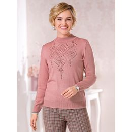 Stehkragenpullover Classic Basics "Pullover", Damen, Gr. 42, rosa (rosenquarz), 100% Polyacryl, unifarben, Langarm, Pullover