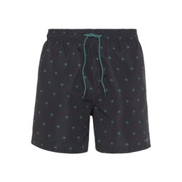 Badeshorts s.Oliver Gr. M, N-Gr, grün (schwarz, petrol) Herren Badehosen mit Palmen-Design