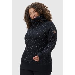 Schalkragenpullover Ragwear "Angell Plus" Gr. 44, schwarz, Damen, Sweatware, 65% Baumwolle, 35% Polyester (recycled), Pullover, Nachhaltiger Damen Sweater mit Kaminkragen