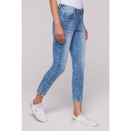 Slim-fit-Jeans SOCCX Gr. 26, Normalgrößen, blau (sunlight blue) Damen Jeans mit Reißverschluß am Saum