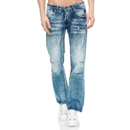 Bequeme Jeans Rusty Neal Gr. 30, Länge 34, blau (hellblau) Herren Jeans Straight-fit-Jeans mit cooler Waschung