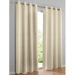 Vorhang HEINE HOME Gardinen Gr. 225 cm, Ösen, Multifunktionsband, 135 cm, beige (creme)