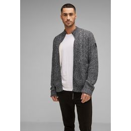 Strickjacke Street One MEN Gr. L (52), grau (anthra grey melange) Herren Strickjacken mit Stehkragen