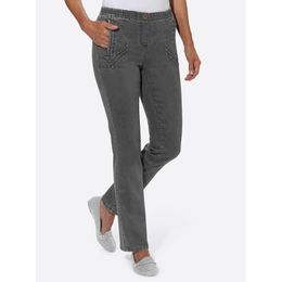 Schlupfjeans Classic Basics Gr. 24, Kurzgrößen, blau (stone-grey-denim) Damen Jeans