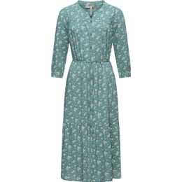 Maxikleid Ragwear "Meve" Gr. L (40), Normalgrößen, blau (ocean) Damen Kleider Leichtes Langarmkleid mit Blumenmuster