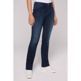 Regular-fit-Jeans SOCCX, Damen, Gr. 29, L&auml;nge 30, schwarz indigo jogg, Material: 68% Baumwolle, 16% Polyester, 14% Lyocell, 2% Elasthan, Zusatz: Enth&auml;lt nichttextile Teile tierischen Ursprungs (Badge), Abriebeffekte, regular fit, Jeans, mit normaler Leibh&ouml;he