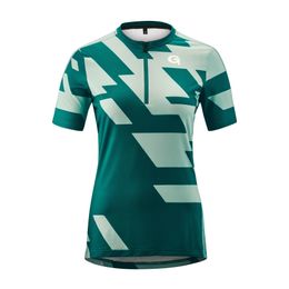 Radtrikot Gonso "BESAGNO", Damen, Gr. 36, grün (dunkelgrün), 92% Polyester (Recycelt), 8% Elastan, Rundhals, Trikots, Leicht, schnell trocknend, optimaler Feuchtigkeitstransport