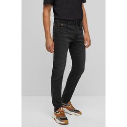 Regular-fit-Jeans BOSS Orange "Taber BC-P-1" Gr. 31, Länge 32, schwarz (black) Herren Jeans mit Leder-Badge