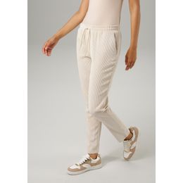 Schlupfhose Aniston CASUAL Gr. 36, N-Gr, weiß (wollweiß) Damen Hosen aus trendigem, elastischen Cord - NEUE KOLLEKTION