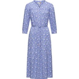 Maxikleid Ragwear "Meve" Gr. L (40), Normalgrößen, blau Damen Kleider Leichtes Langarmkleid mit Blumenmuster