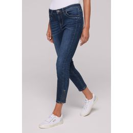 Slim-fit-Jeans SOCCX Gr. 26, Normalgrößen, blau (tiefblau) Damen Jeans mit Reißverschluß am Saum