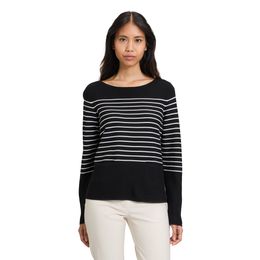 Strickpullover Betty Barclay "Betty Barclay Feinstrickpullover mit Eingrifftaschen" Gr. 36, schwarz-weiß (patch black, cream) Damen Pullover Struktur