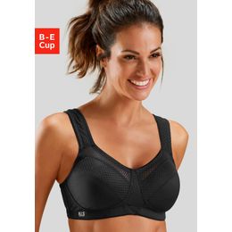 H.I.S. Sport-BH H.I.S Gr. 100, Cup B, schwarz, Damen, Microtouch, Netz, Obermaterial: 90% Polyester (COOLMAX), 10% Elasthan, BHs, ohne Bügel für Sportarten mit mittlerer Belastbarkeit