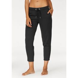 Relaxhose Lascana, Damen, Gr. 32/34, N-Gr, schwarz, Interlock, Obermaterial: 100% Baumwolle, unifarben, Basic, bequem 7/8-Länge, Hosen, mit 7/8-Beinlänge, Loungeanzug