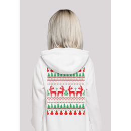 Kapuzenpullover F4NT4STIC "Christmas Weihnachten Reindeers", Damen, Gr. 4XL, wei&szlig;, Obermaterial: 65% Baumwolle, 35% Polyester, relaxed fit, Pullover Sweatshirt Hoodie, Premium Qualit&auml;t, Weihnachten, Geschenk
