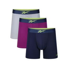 Boxer Reebok "Mens RBK Sports Trunks Med TULLY" Gr. M, bunt (aubergine/grey/vector-navy) Herren Unterhosen mit elastischem Logobund