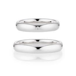 Trauring Bruno Banani "Schmuck Geschenk, Ehering Hochzeit Damenring Herrenring" Fingerringe Gr. 53, 0,01 ct SI = kleine Einschlüsse mit Brillant, Silber 925 (Sterlingsilber), 4 mm, silberfarben wahlweise mit oder ohne Brillant, Made in Germany