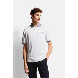 Poloshirt Bugatti Gr. L, weiß Herren Shirts mit Kontraststreifen