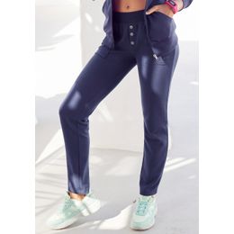 Relaxhose Kangaroos Gr. 36/38, N-Gr, blau (navy) Damen Hosen Relaxhose mit Zierknöpfen, Loungeanzug