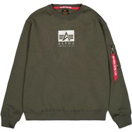 Sweatshirt Alpha Industries "Satin Logo Sweater" Gr. L, grün (dark olive) Herren Sweatshirts