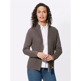 Cardigan Casual Looks Gr. 38, grau (dunkeltaupe) Damen Strickjacken