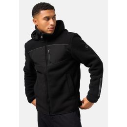 Fleecejacke STONE HARBOUR "Illian", Herren, Gr. XL (54), schwarz, Fleece, Obermaterial 1: 100% Polyester, Obermaterial 2: 100% Nylon, casual, lässig geschnitten hüftbedeckend, hoch geschlossener Ausschnitt, Langarm eng Umschlagsaum, Jacken, Sportliche Herren Fleece-Outdoorjacke mit Kapuze