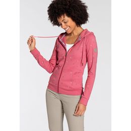 Kapuzensweatjacke Kangaroos Gr. 44/46 (L), rosa (himbeere melange) Damen Sweatjacken mit trendigem Alloverdruck