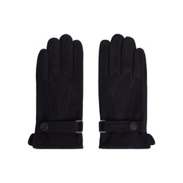 Lederhandschuhe Calvin Klein "LEATHER RIVET GLOVES NUBUCK" Gr. L/XL, schwarz (ck black nubuck) Damen Handschuhe mit Logoschriftzug